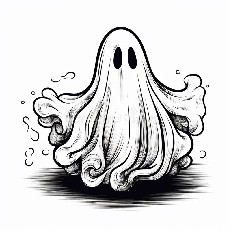 Hand-Drawn Halloween Ghost Characters Spooky Art Stock Illustration ...