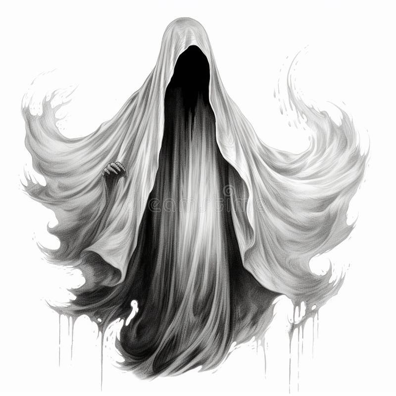 Hand-Drawn Halloween Ghost Crafted Apparition Stock Illustration ...