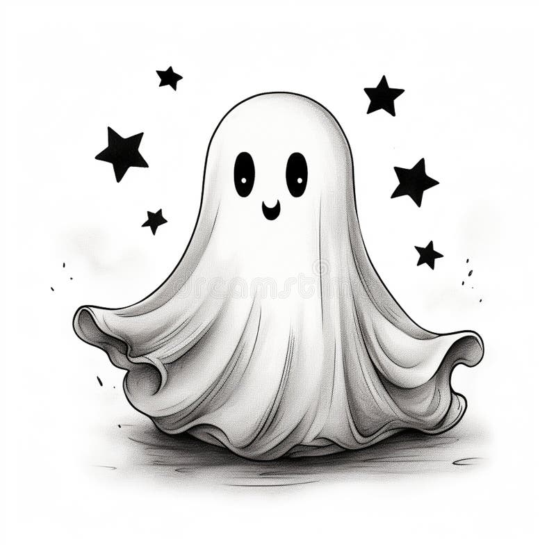 Hand-Drawn Halloween Ghost Crafted Apparition Stock Illustration ...