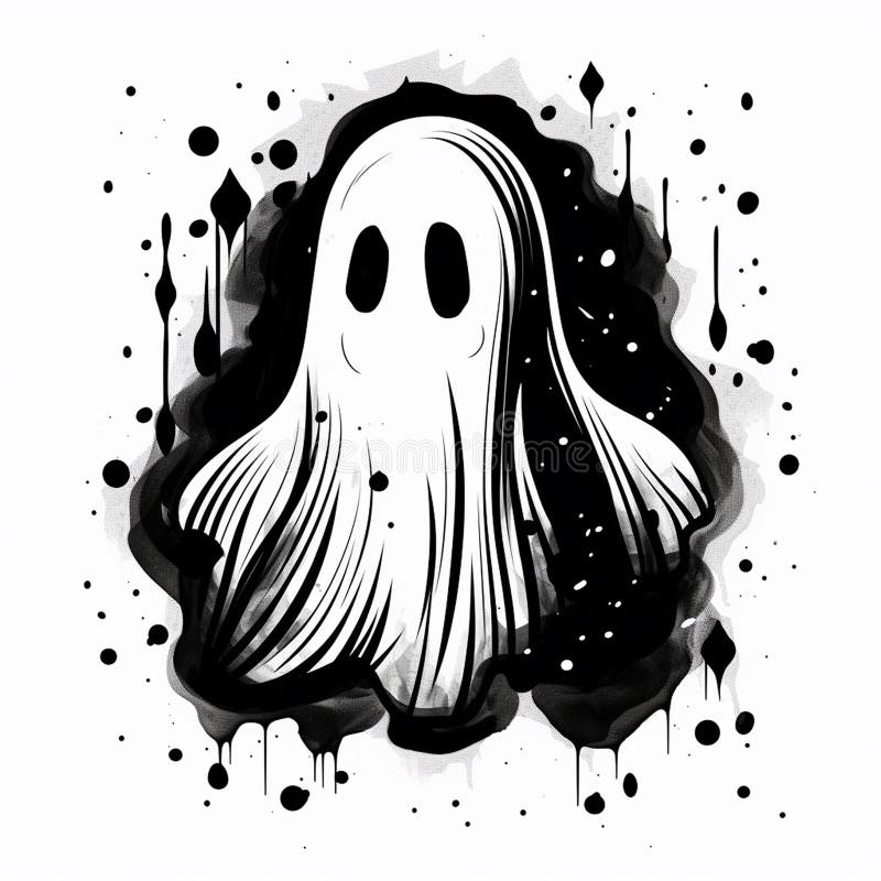 Hand-Drawn Halloween Ghost Design Stock Illustration - Illustration of ...