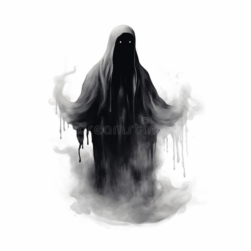 Hand-Drawn Halloween Ghost Floating in the Air Stock Illustration ...