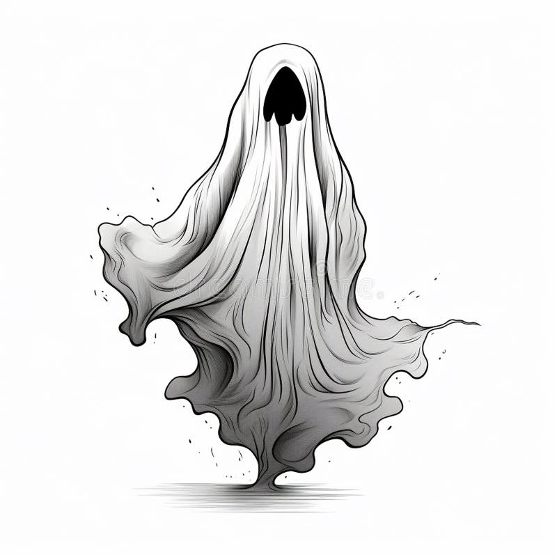 Hand-Drawn Halloween Ghost in a Frame Stock Illustration - Illustration ...