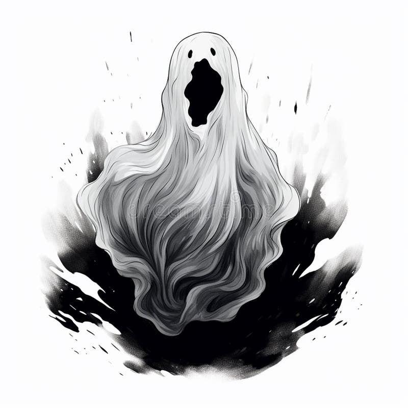 Hand-Drawn Halloween Ghost Simple Stock Illustration - Illustration of ...