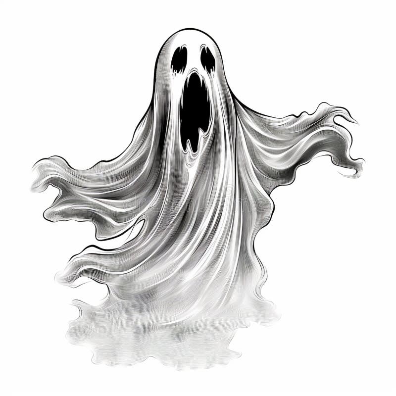 Hand-Drawn Halloween Ghost Simple Illustration Stock Illustration ...
