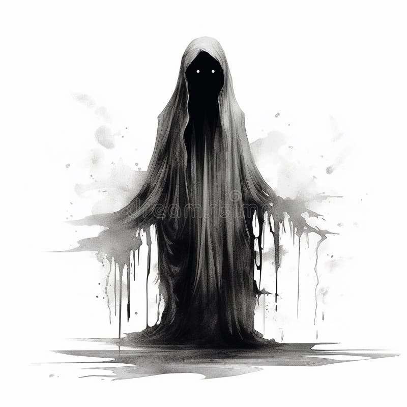 Hand-Drawn Halloween Ghost Simple Stock Illustration - Illustration of ...