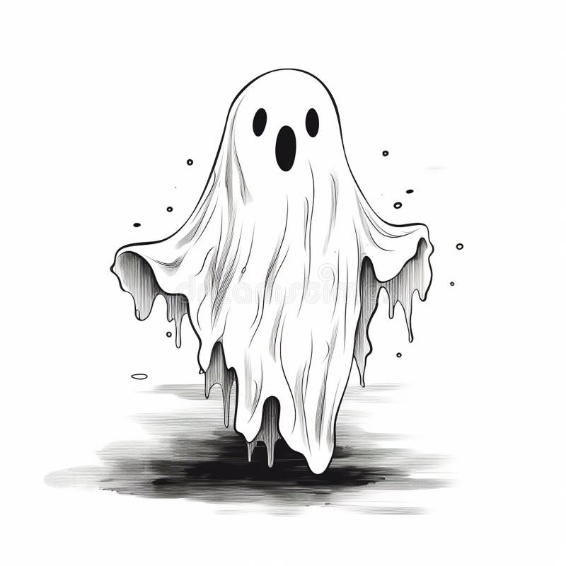 Hand-Drawn Halloween Ghost with Text Stock Illustration - Illustration ...
