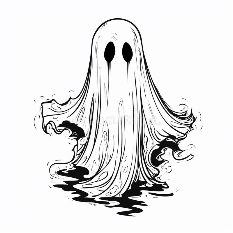 Hand-Drawn Halloween Ghost with Text Stock Illustration - Illustration ...