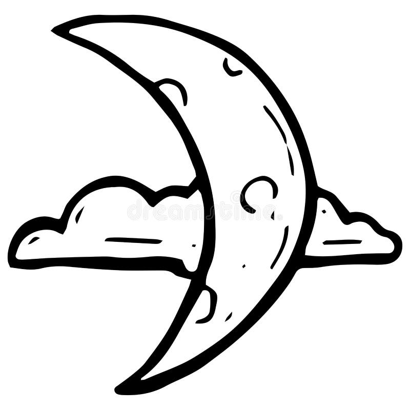 Hand drawn moon doodle stock vector. Illustration of cloud - 228904417