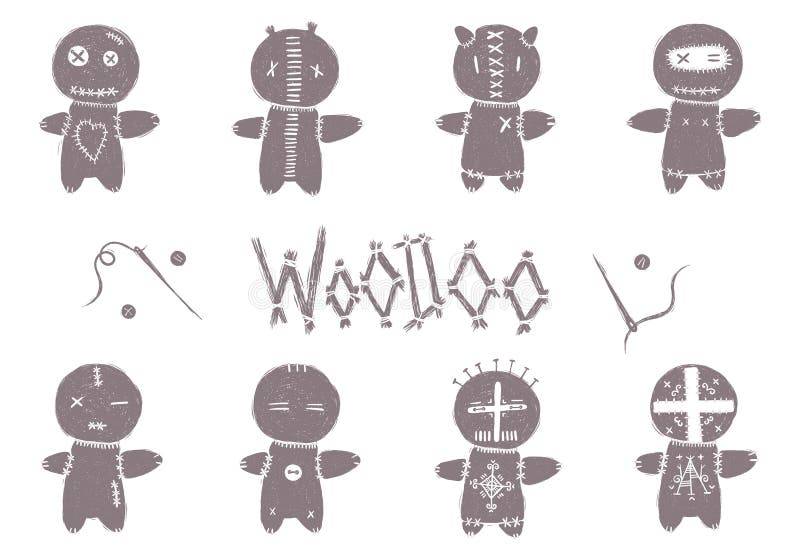 Hand Drawn Halloween Voodoo Doll, Vector Illustration Stock Vector ...