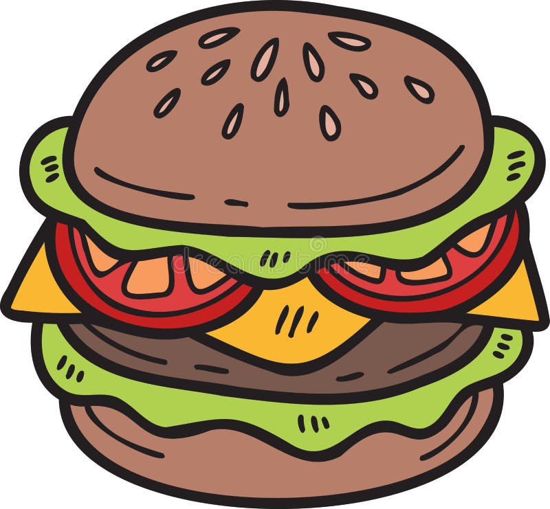 Hand Drawn Hamburger Illustration in Doodle Style Stock Vector ...