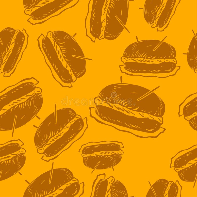 Hand Drawn Hamburger Vector Seamless Pattern Stock Vector ...