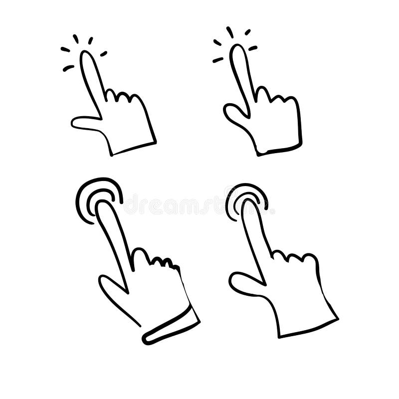 Hand Drawn Hand Pointer Click Icon Doodle Illustration Stock Vector ...