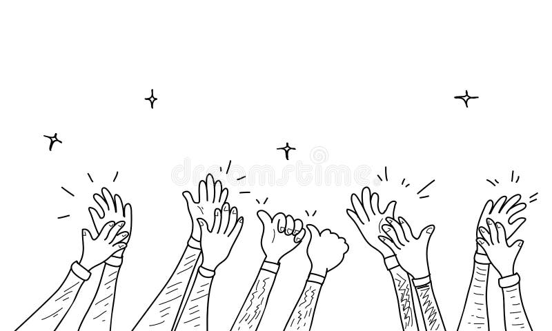 Hands Up Applause Hand Draw. Hands Clap Illustration Stock Vector ...