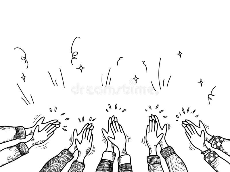 Clapping Hands Line Drawing Stock Illustrations – 219 Clapping Hands ...