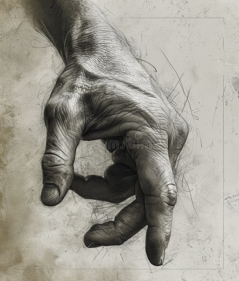 Hand Drawn Hands, Monochrome, Vintage, Black and White Stock ...