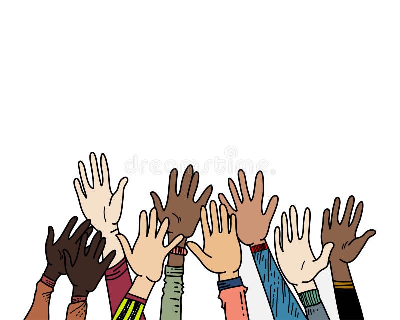 Hands Up. Hands Gesture on Doodle Style Stock Vector - Illustration of ...