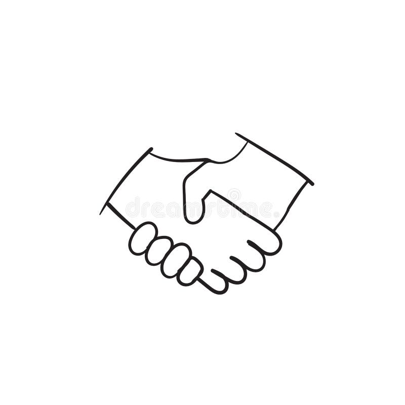 Hand Drawn Handshake Illustration With Doodle Style Vector Isolated ...