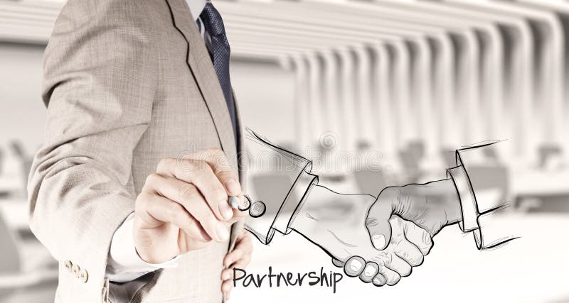 Hand Drawn Handshake Sign As Partnership Stock Photo - Image of human ...