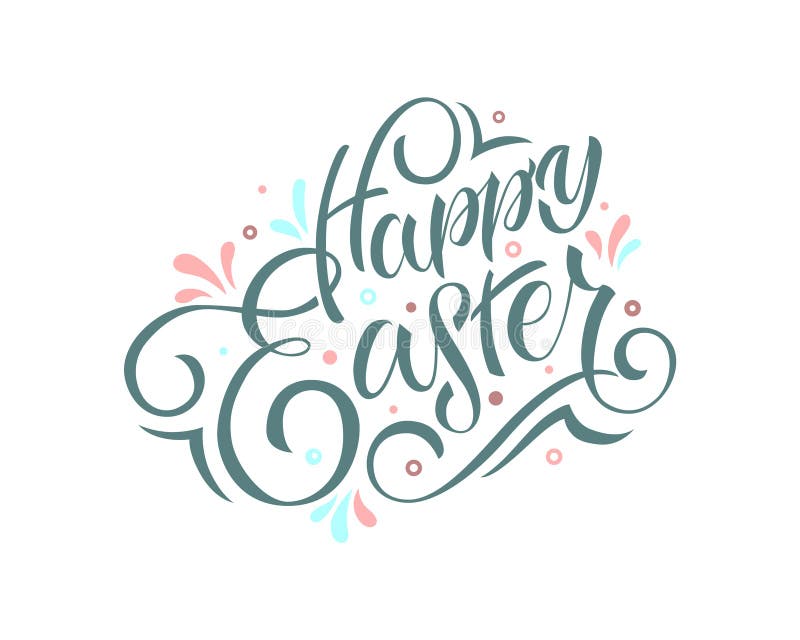 Hand Drawn Happy Easter Text. Easter Calligraphy Font Logo Poster ...