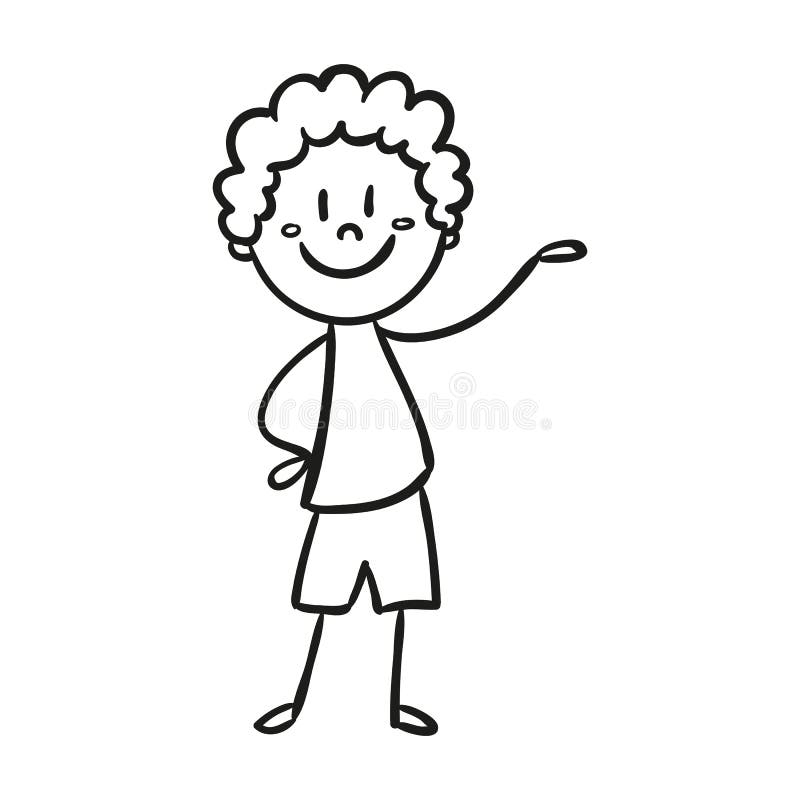 Hand Drawn Happy Little Child Doodle Stock Illustration - Illustration ...