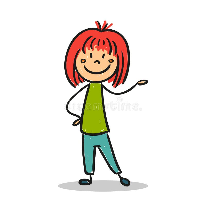 Hand Drawn Happy Little Child Doodle Stock Illustration - Illustration ...