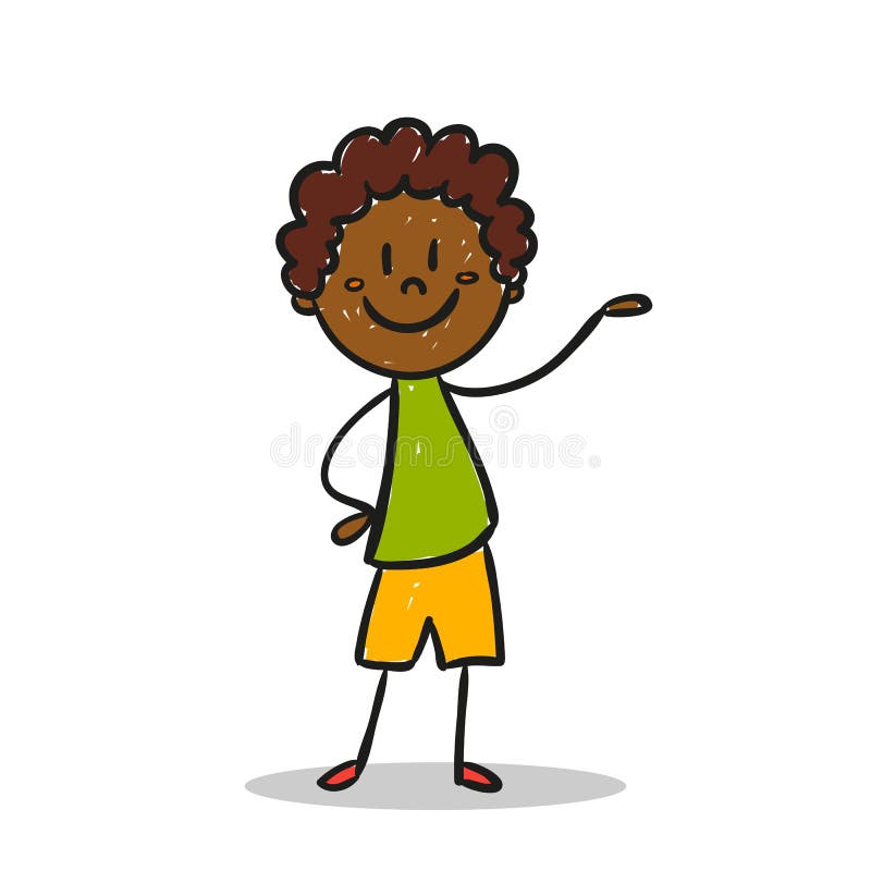 Hand Drawn Happy Little Child Stock Illustration - Illustration of ...