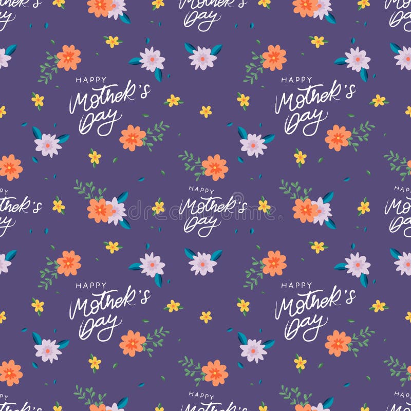 Hand Drawn Happy Mothers Day Pattern. Stock Vector - Illustration of ...