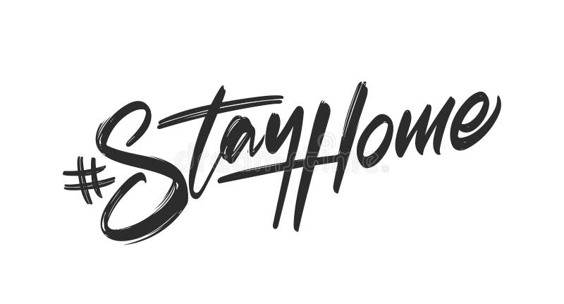 Hand Drawn Hashtag Lettering of Stay Home Stock Vector - Illustration ...