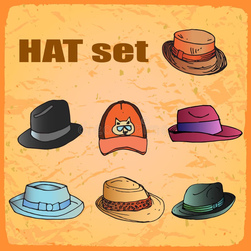Hand drawn hats stock vector. Illustration of fashioned - 42359843