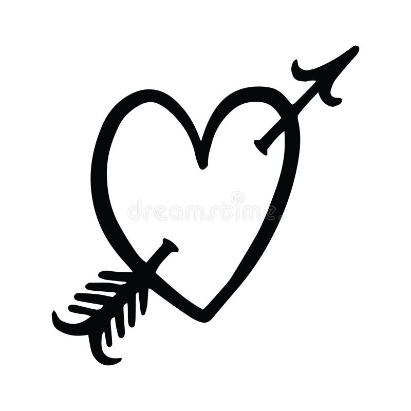 Hand Drawn Heart - Arrow for Valentine S Day Icon Stock Illustration ...