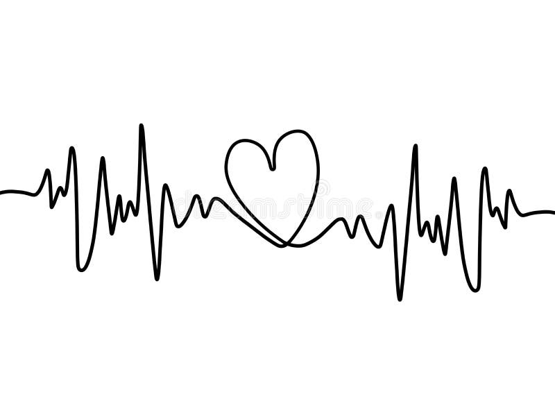 Hand Drawn Heart Beat Lines Illustration Stock Illustration ...