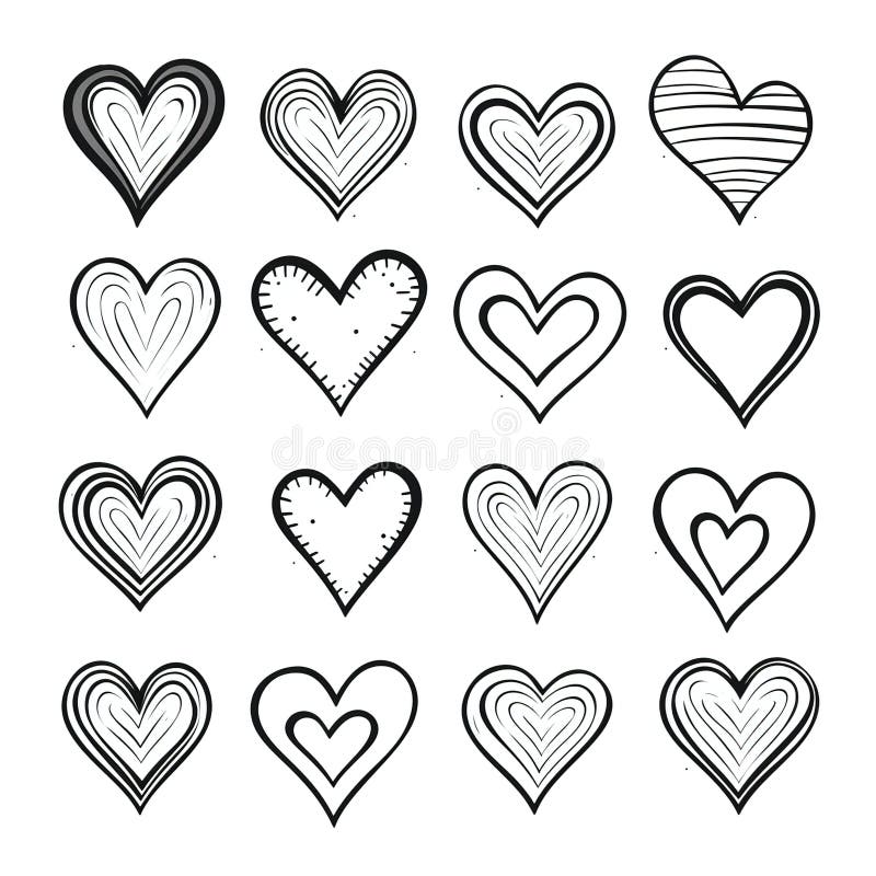 Doodle Sketch Style of Hearts Icon Vector Illustration for Concept ...