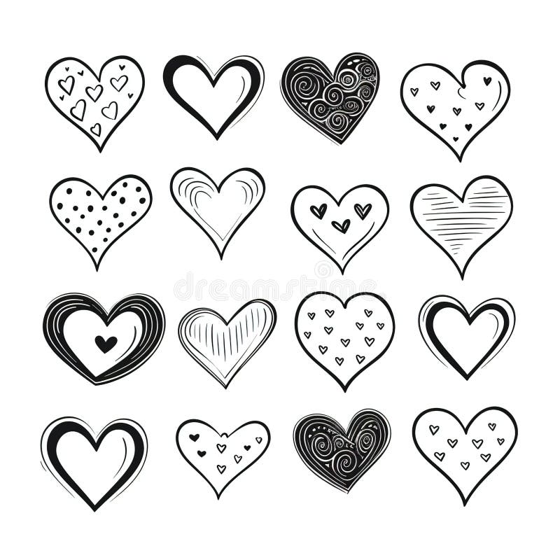 Doodle Sketch Style of Hearts Icon Vector Illustration for Concept ...