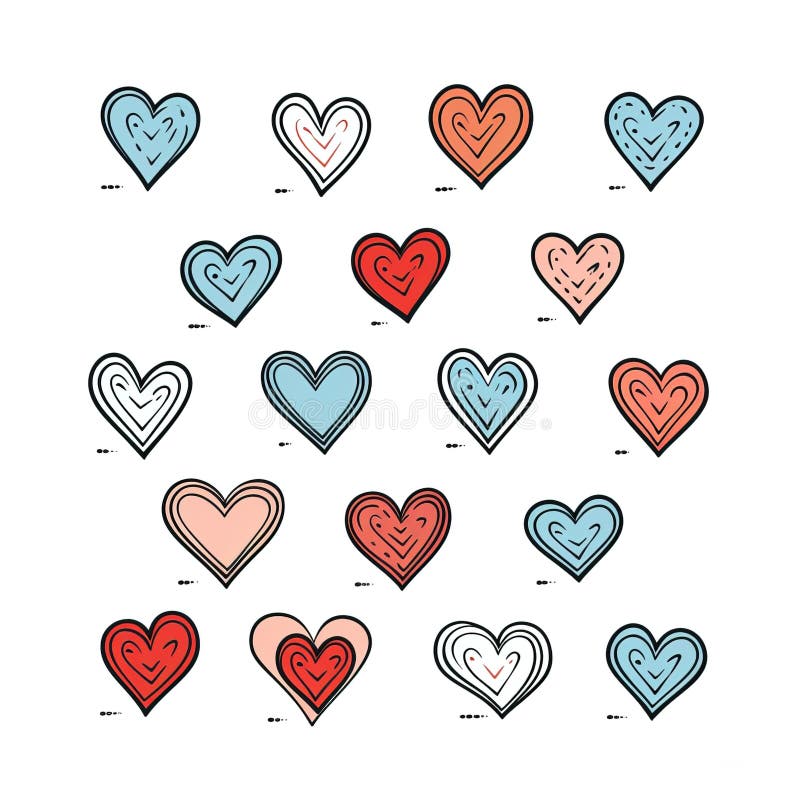 Doodle Sketch Style of Hearts Icon Vector Illustration for Concept ...