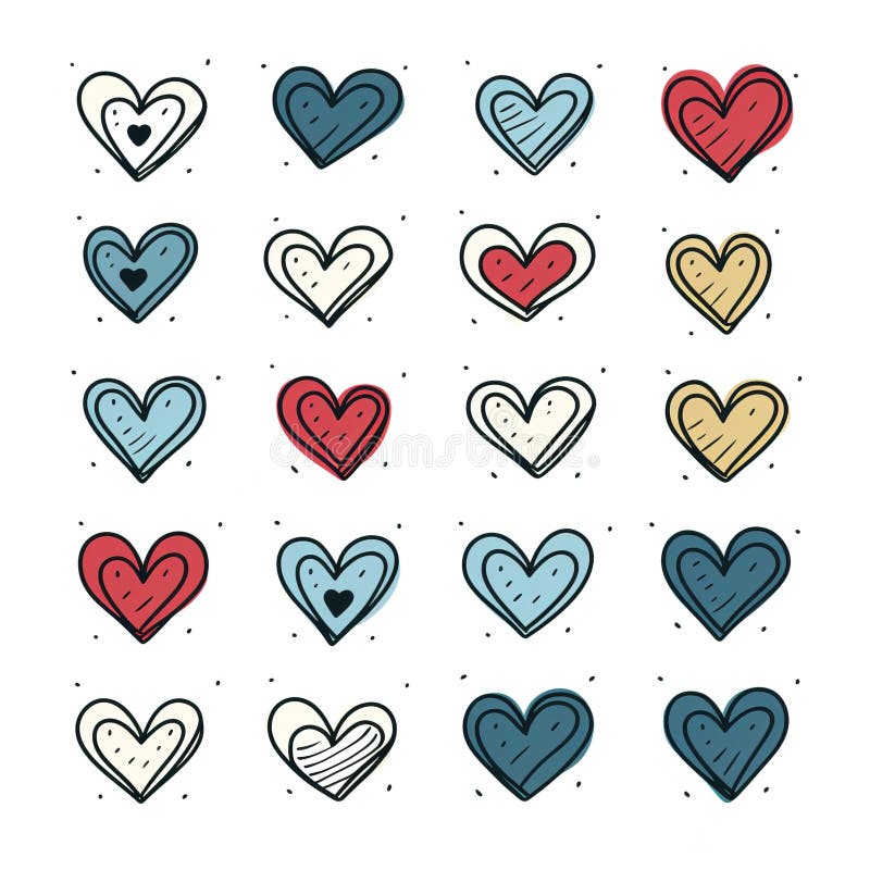 Doodle Sketch Style of Hearts Icon Vector Illustration for Concept ...