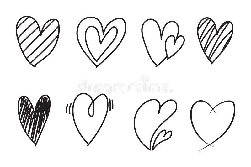 Hand Drawn Heart Doodle Illustration Stock Vector - Illustration of ...