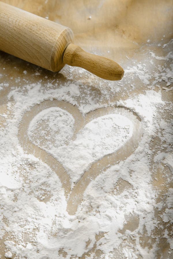 Hand drawn heart in flour stock photo. Image of cottage - 26547250