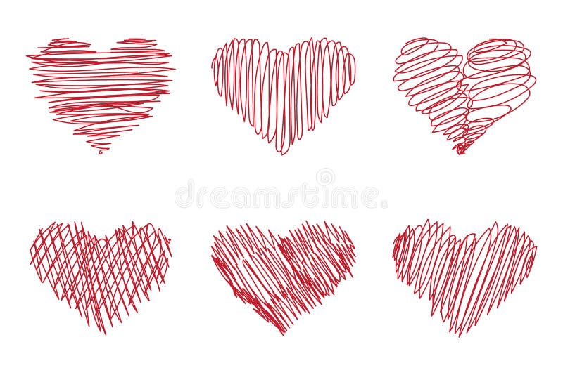 Hand Drawn Heart Icon Collection Stock Vector - Illustration of ...