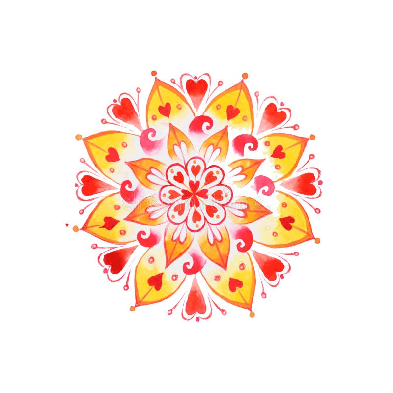Hand Drawn Heart Love Mandala Stock Vector - Illustration of heart ...