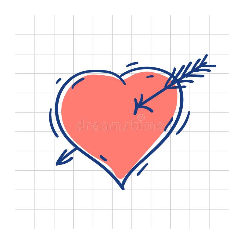 Hand Drawn Heart Pierced Arrow Stock Vector - Illustration of arrow ...