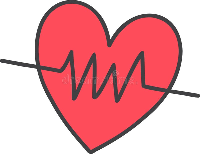 Hand Drawn Heart with Pulse Illustration Stock Vector - Illustration of ...