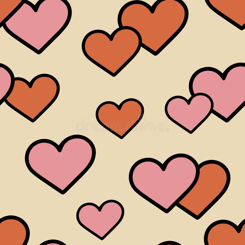 Hand Drawn Heart Seamless Pattern. Love Doodle Tile Stock Illustration ...