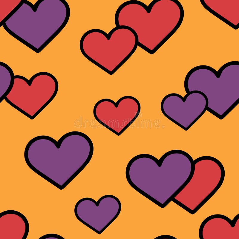 Hand Drawn Heart Seamless Pattern. Love Doodle Tile Stock Illustration ...