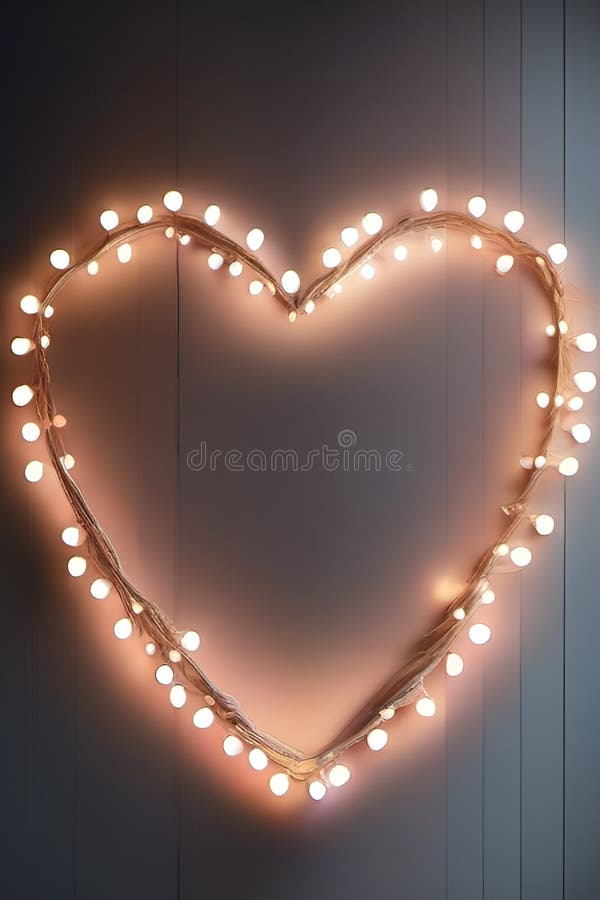Hand Drawn in Heart Shape Christmas Lights Design Stock Photo - Image ...