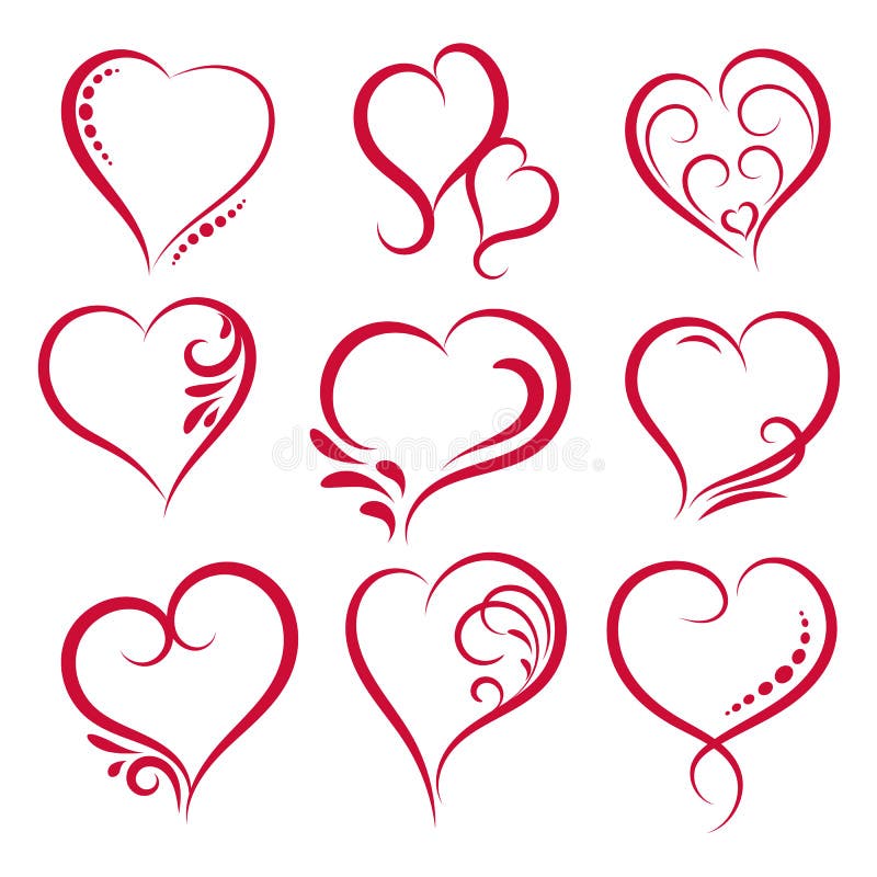 Hand Drawn Heart Shapes. Design Elements Stock Illustration ...