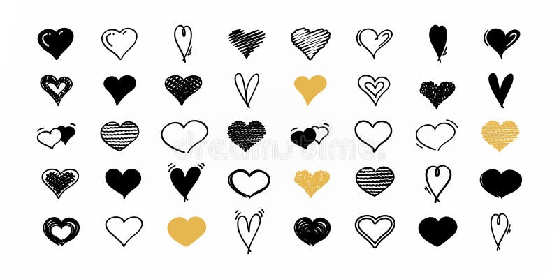 Hand Drawn Heart Shapes in Different Styles Illustration Stock Vector ...