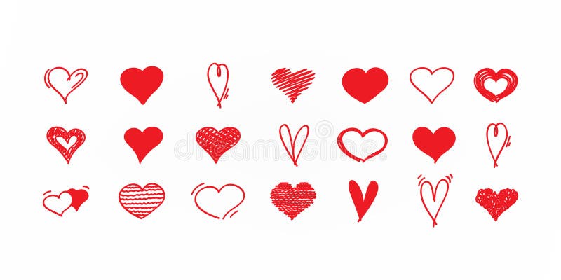 Hand Drawn Heart Shapes in Different Styles Illustration Stock Vector ...