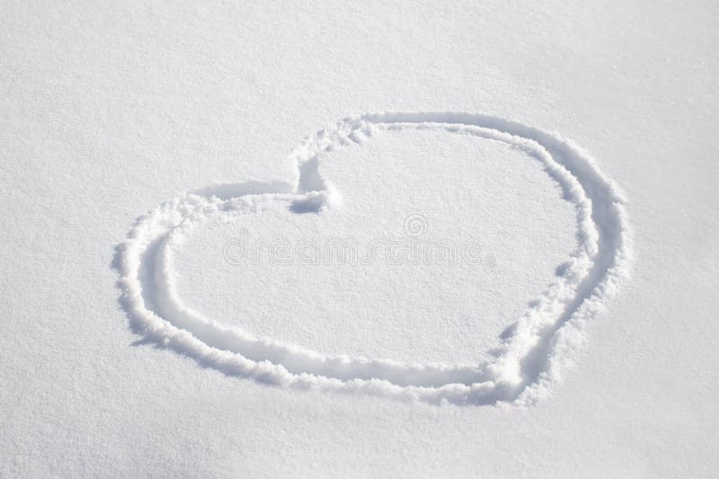 Hand Drawn Heart in the Winter Snow Stock Photo - Image of snowflakes ...