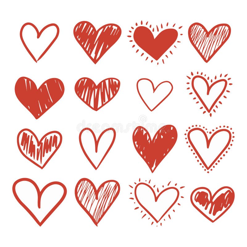 Hand Drawn Hearts. Design Elements for Valentines Day Stock Vector ...