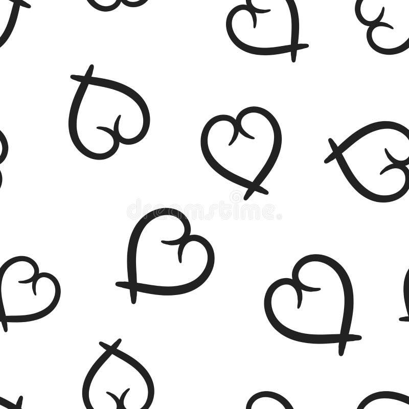 Hand Drawn Hearts Icon Seamless Pattern Background Business Con Stock Vector Illustration Of